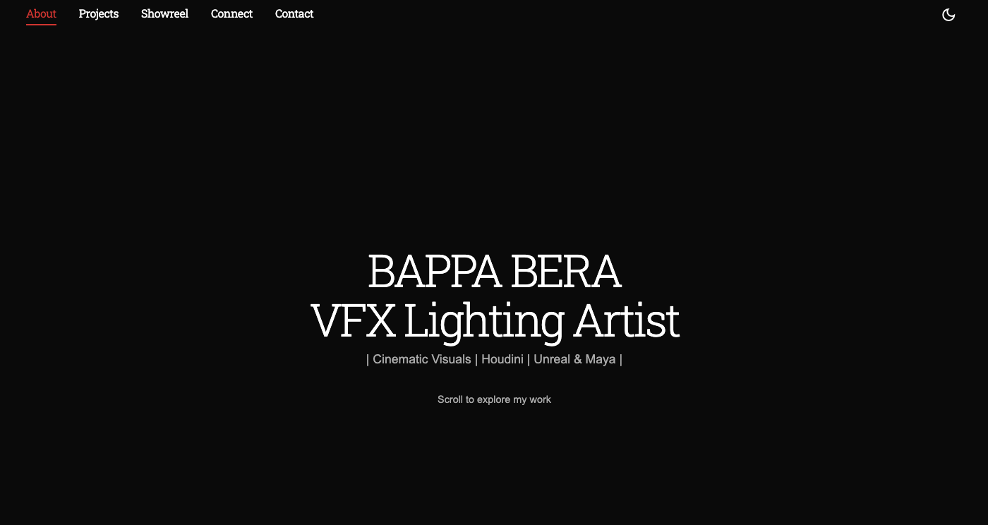 Portfolio Website - VFX Lighting Artist